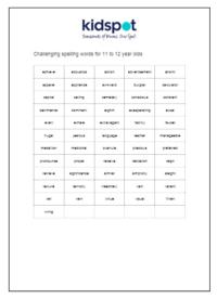 challenging spelling words | Kidspot
