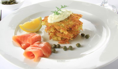 Quick potato rosti with smoked salmon