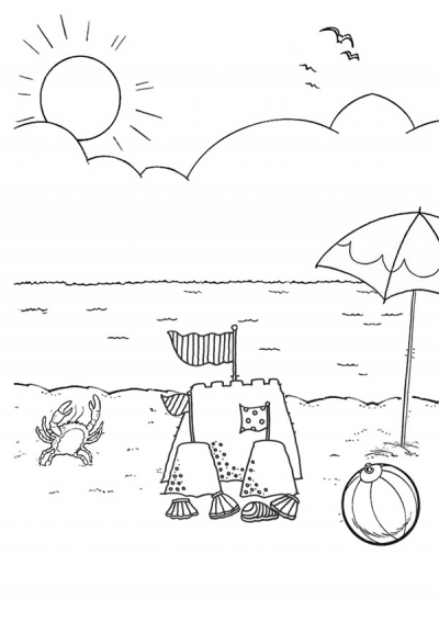 Beach colouring page | Activities | Kidspot