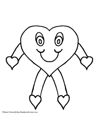 Heart stick figure colouring page | Activities | Kidspot