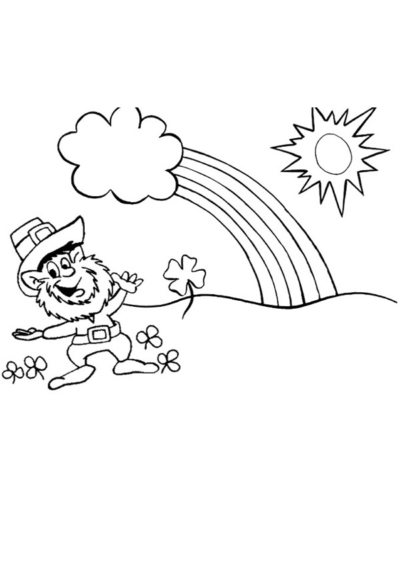 Leprechaun and rainbow colouring page | Activities | Kidspot