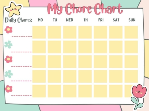 Pastel Multicolored Doodle Illustrated Chores Chart | Kidspot